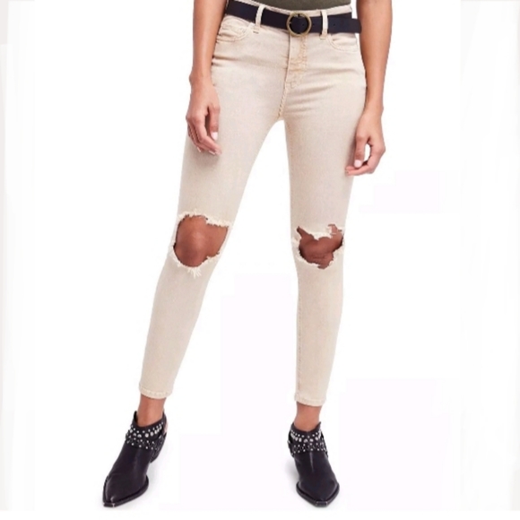 Lucky Brand | Jeans | Free People Busted Ripped Knee Skinny Khaki Jeans ...